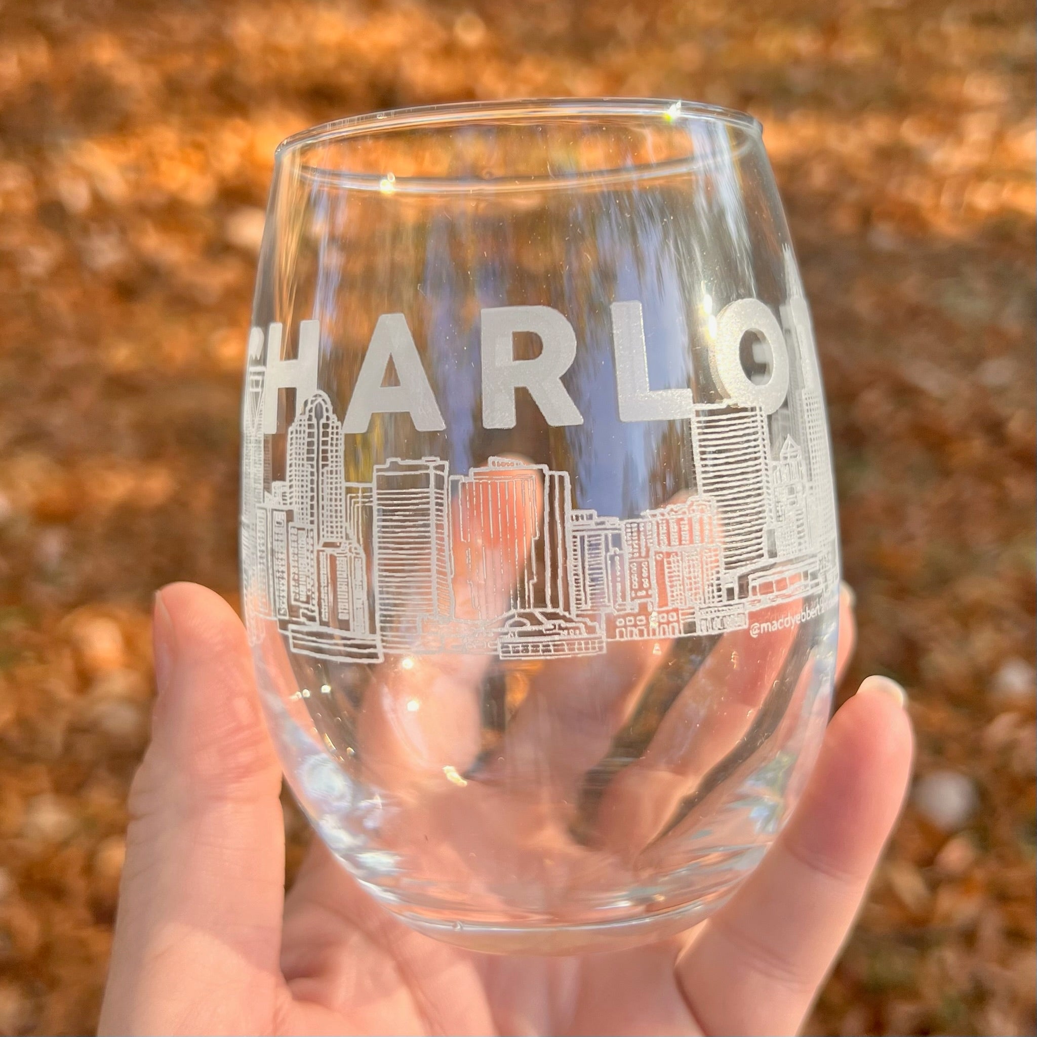 Charlotte Skyline Stemless Wine Glass by Maddy Ebbert – CLT Find